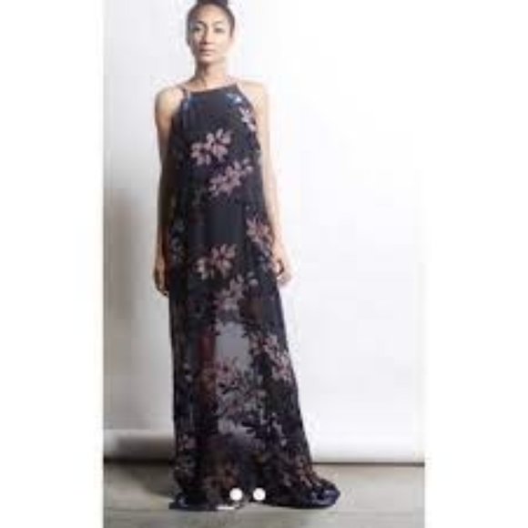 Mod Ref | Dresses | Mod Ref Maxi Dress With Velvet Floral Size L | Poshmark
